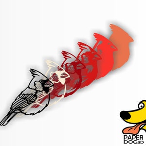 Cardinal 3D Layered SVG for Cardstock, Papercut, Bird Multilayer Shadow ...