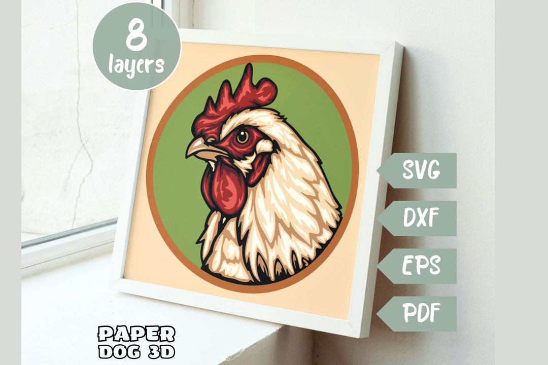 Chicken SVG Layered SVG for Cardstock 3D Shadow Box, Chicken Multilayer ...