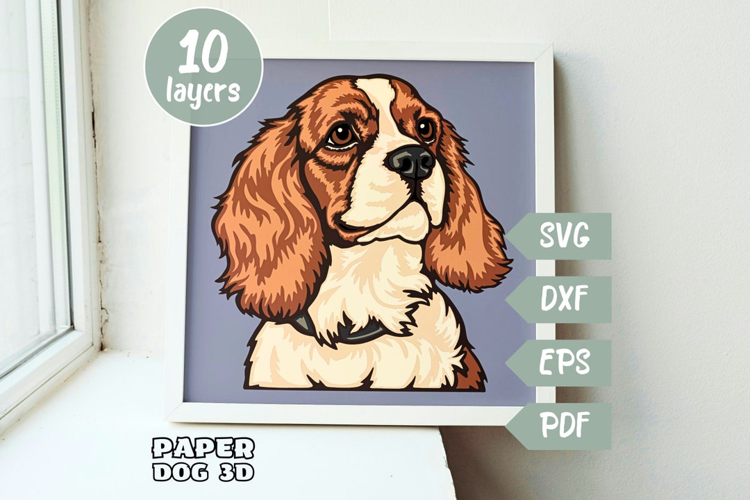 Cavalier King Charles Spaniel 3D Layered SVG for Cardstock, Multilayer ...
