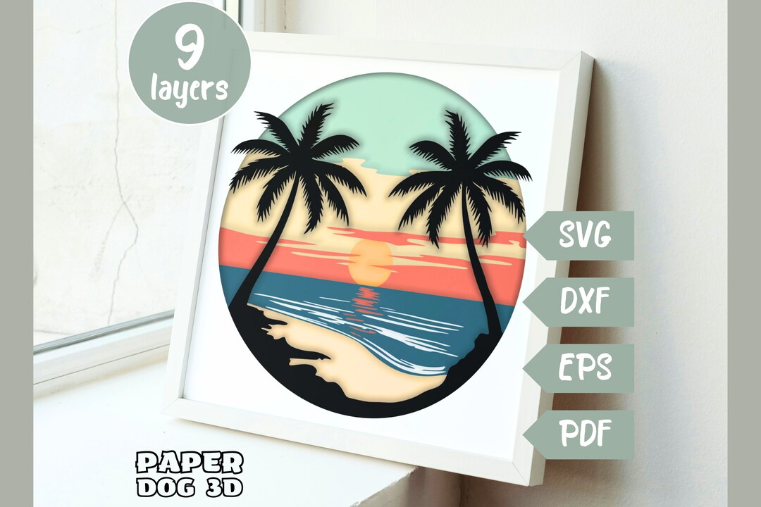 Palm Tree Shadow Box Template 3D Layered SVG for Cardstock, Multilayer ...