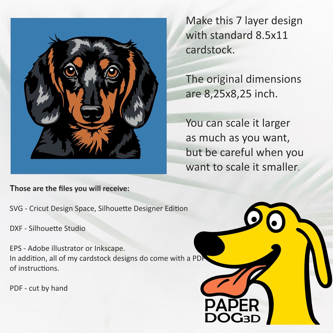 Dachshund Dog 3D Layered SVG for Cardstock, Multilayer Papercut, Shadow ...