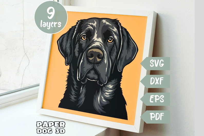 Black Labrador SVG 3D Layered for Cardstock, Multilayer Papercut ...