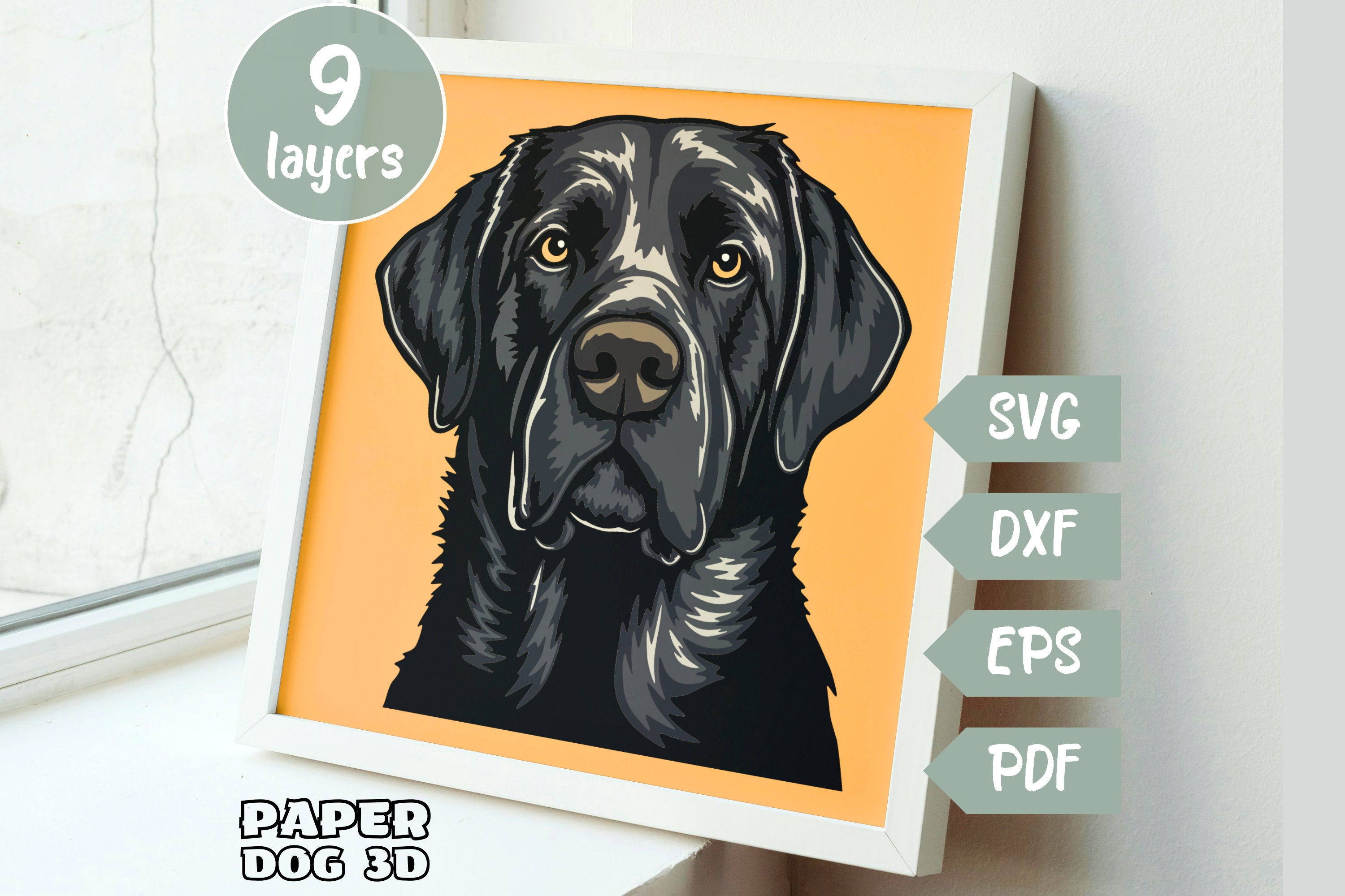 Black Labrador SVG 3D Layered for Cardstock, Multilayer Papercut ...