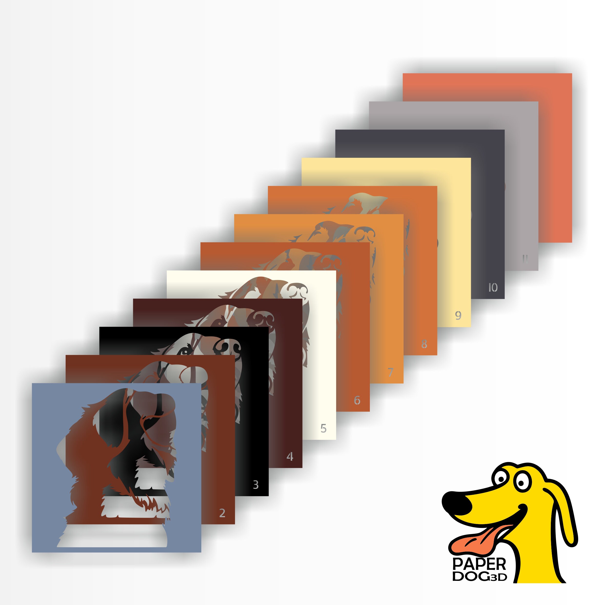 Golden Retriever 3D Layered SVG for Cardstock, Multilayer Papercut ...