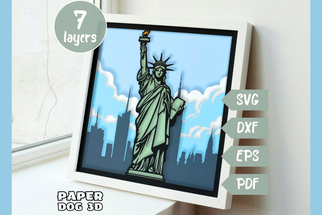 Statue of Liberty Shadow Box Template 3D Layered SVG for Cardstock, New ...