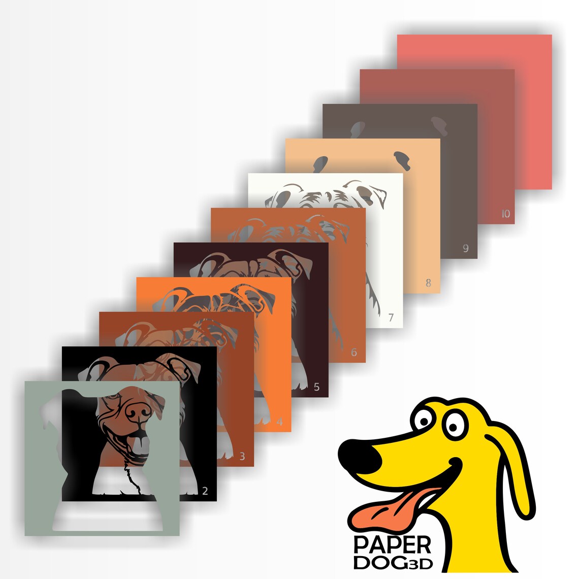 Staffordshire Bull Terrier 3D Layered SVG for Cardstock, Multilayer ...