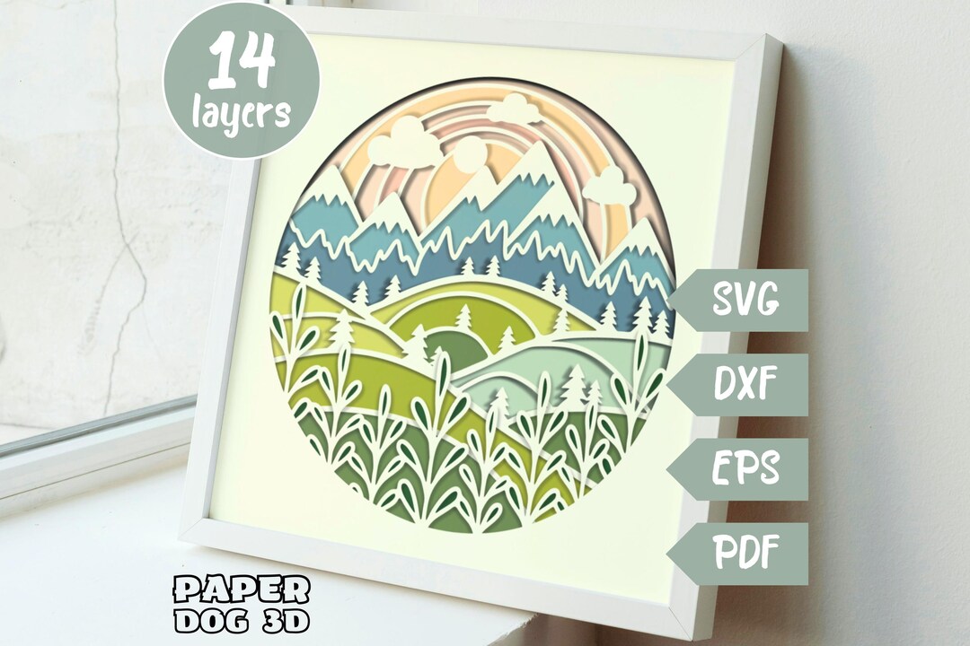 Colored Valley Shadow Box Template, 3D Layered SVG for Cardstock ...