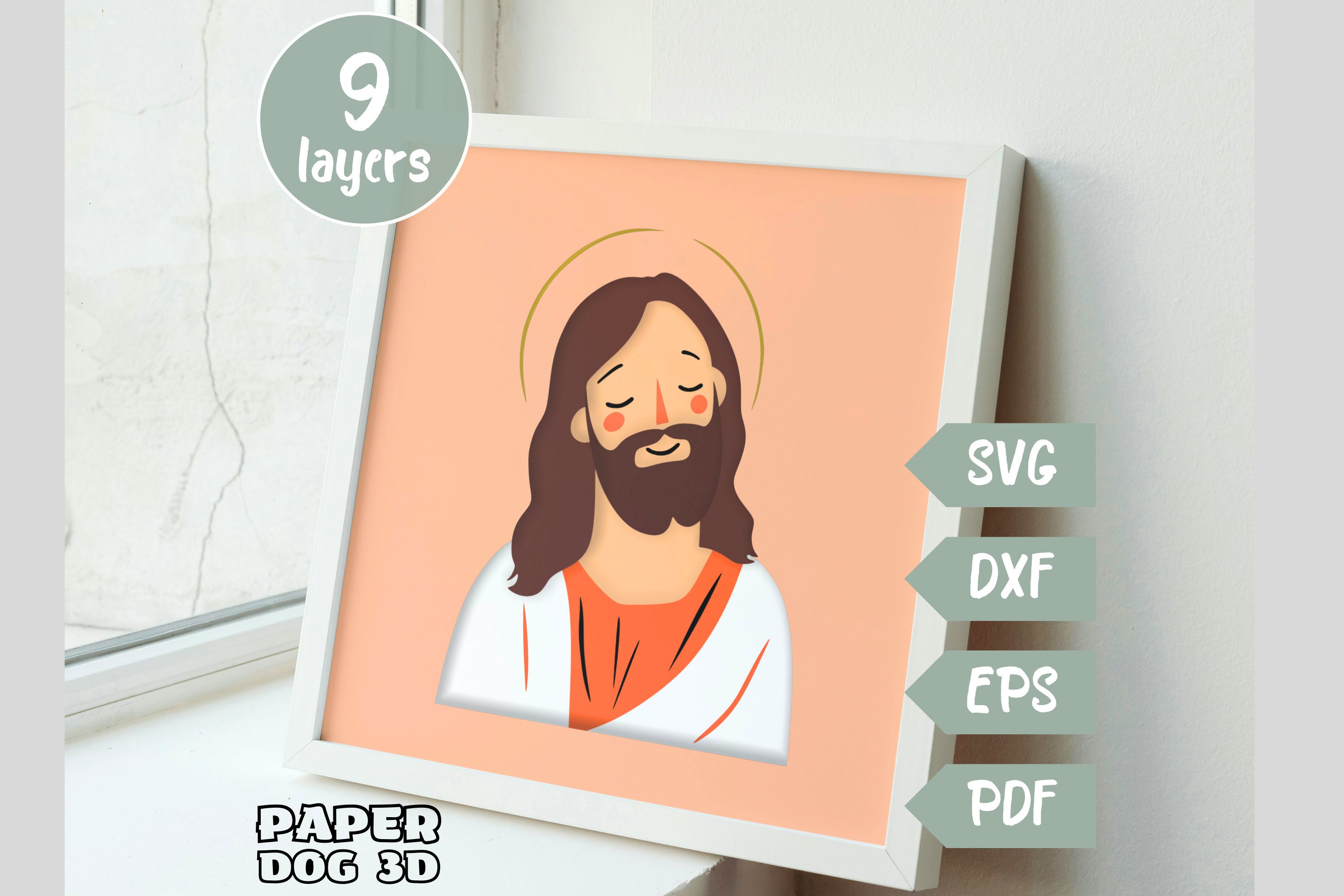 Jesus Shadow Box SVG Template, 3D Layered SVG for Cardstock, Multilayer ...