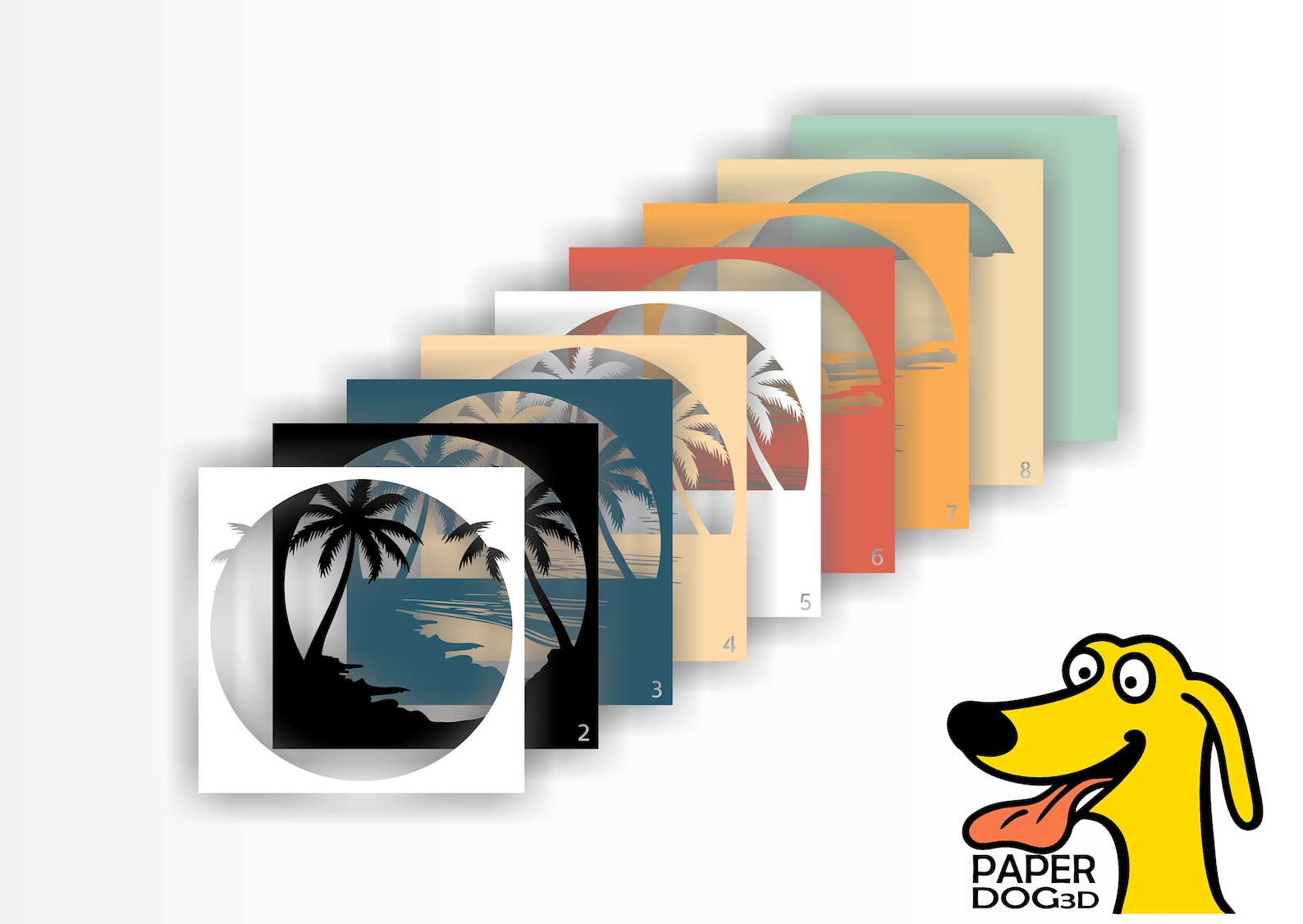 Palm Tree Shadow Box Template 3D Layered SVG for Cardstock, Multilayer ...