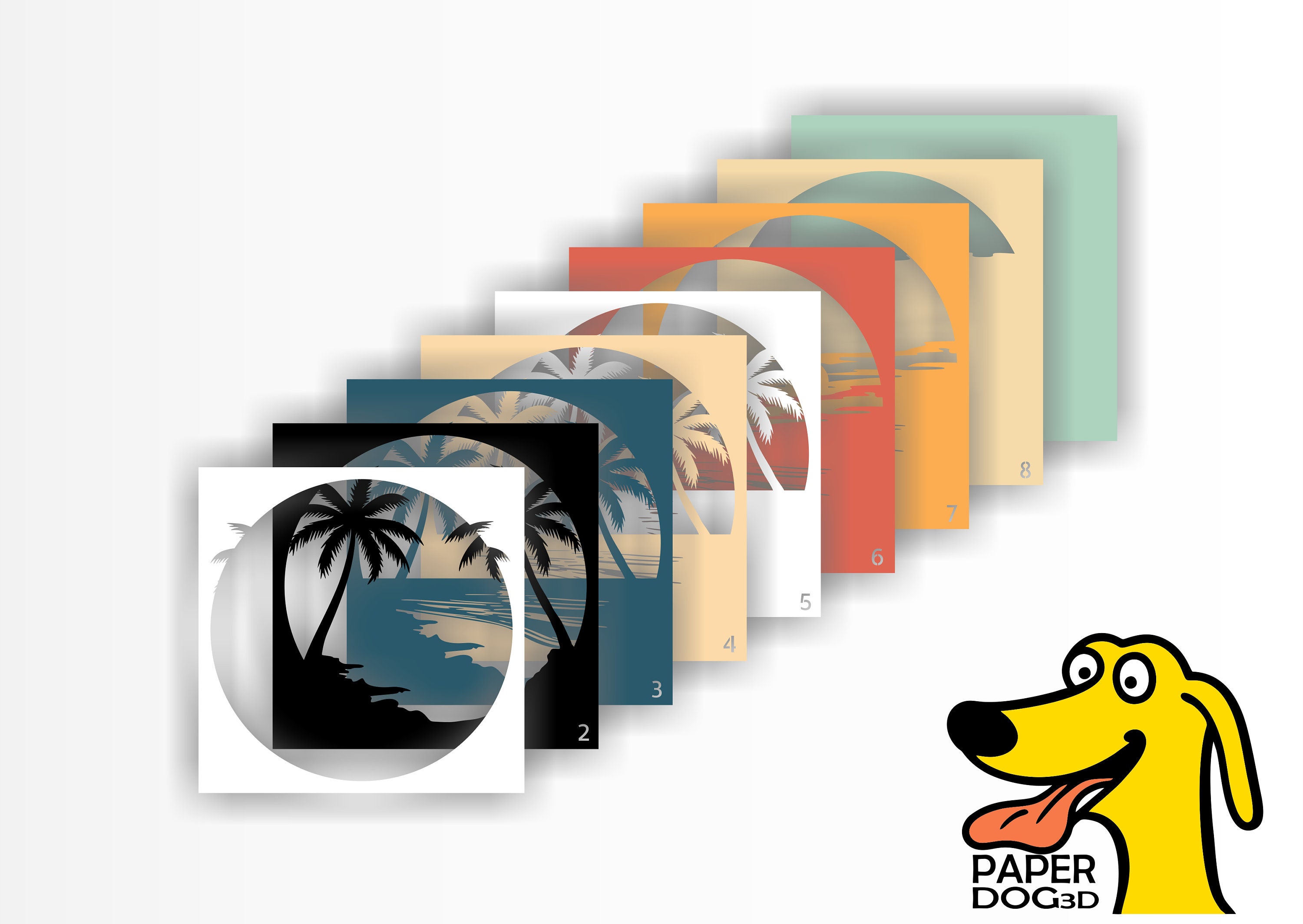 Palm Tree Shadow Box Template 3D Layered SVG for Cardstock, Multilayer ...