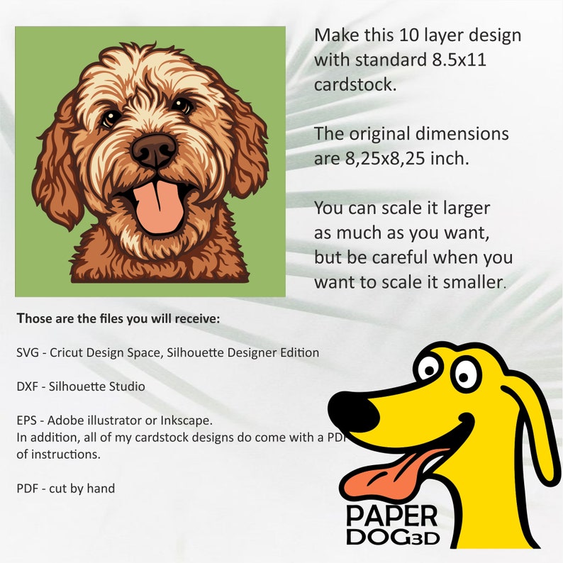 Goldendoodle SVG 3D Layered for Cardstock, Multilayer Papercut, Shadow ...