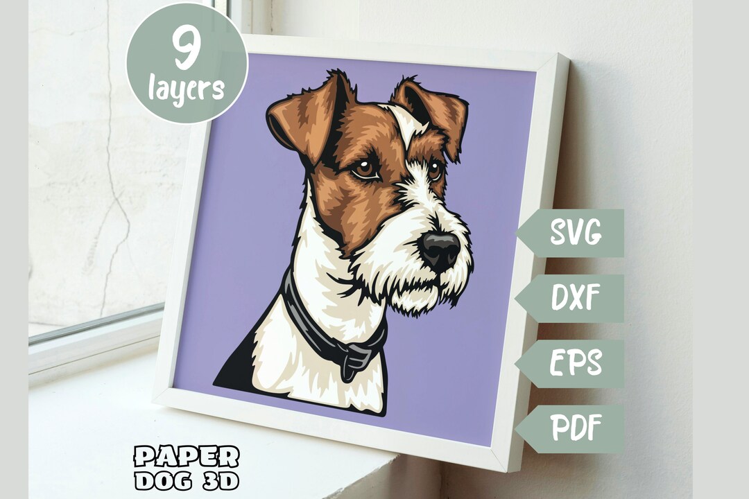 Fox Terrier 3D Layered SVG for Cardstock, Multilayer Papercut, Shadow ...