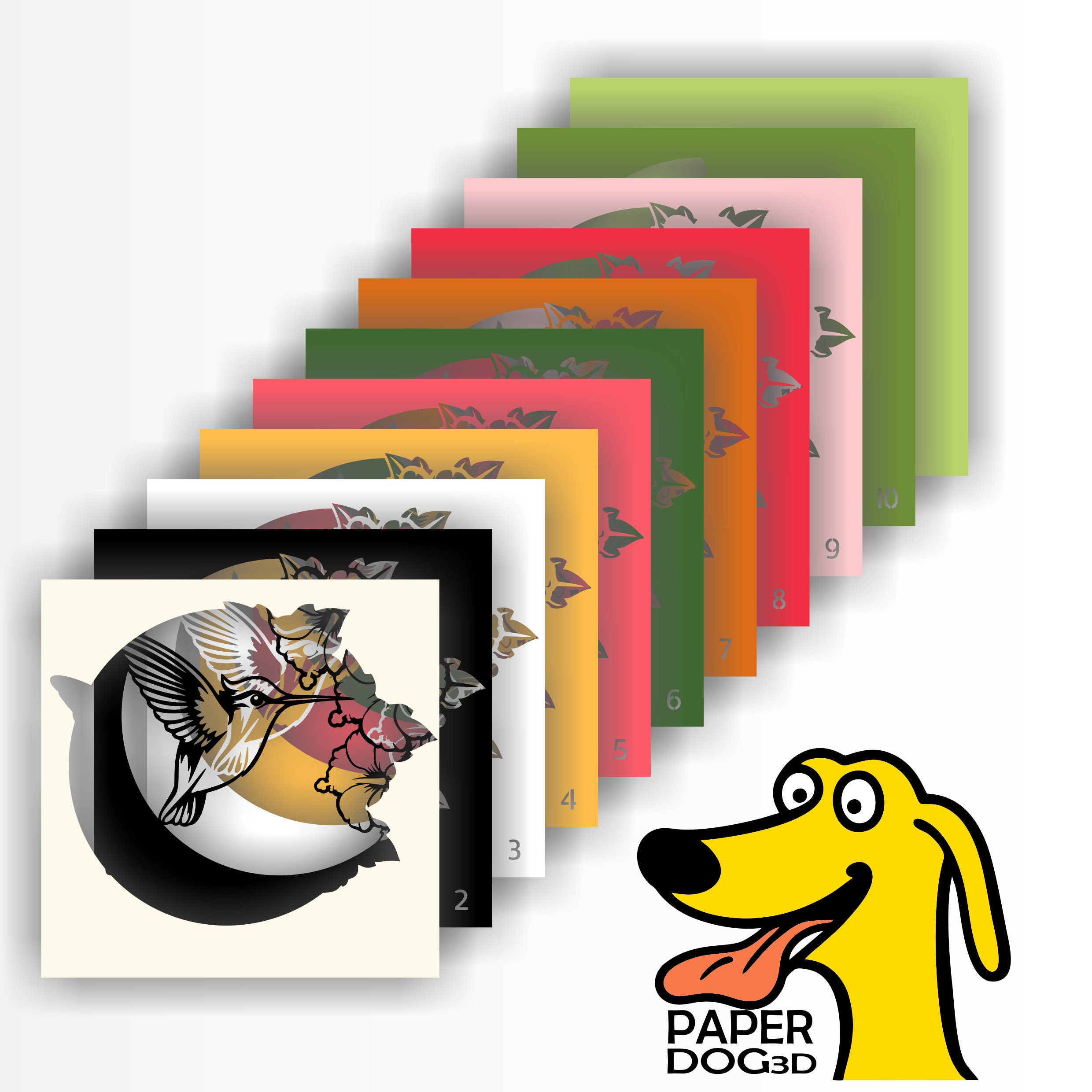 Hummingbird Shadow Box SVG Template, 3D Layered SVG for Cardstock ...