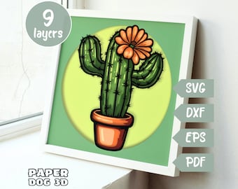 3D CACTUS BLOSSOM Shadow Box Svg for Cricut for Silhouette - Etsy