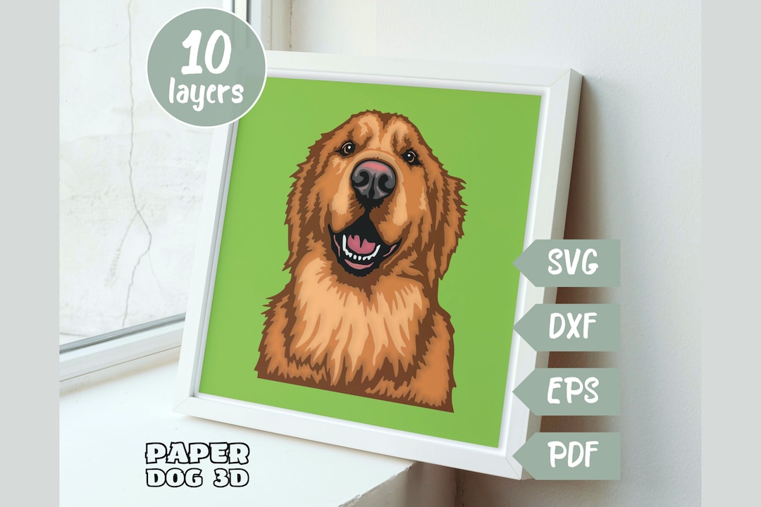 Golden Retriever 3D Layered SVG for Cardstock, Multilayer Papercut ...