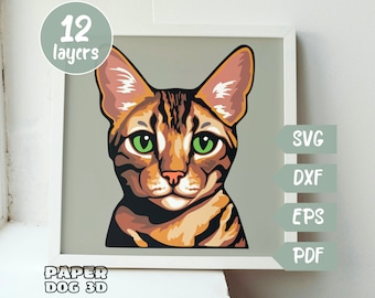 Sphynx Cat 3D Layered SVG for Cardstock, Multilayer Papercut, Shadow ...