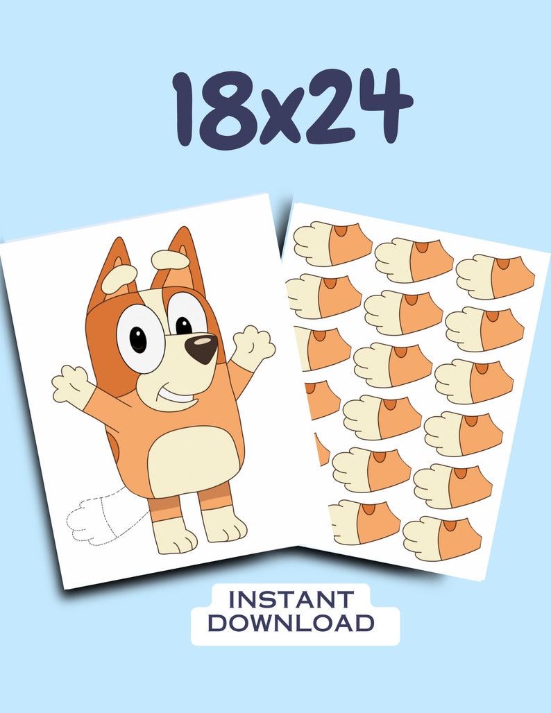 Pin the Tail on BINGO Party Game Poster, Bluey Family and Friends ...