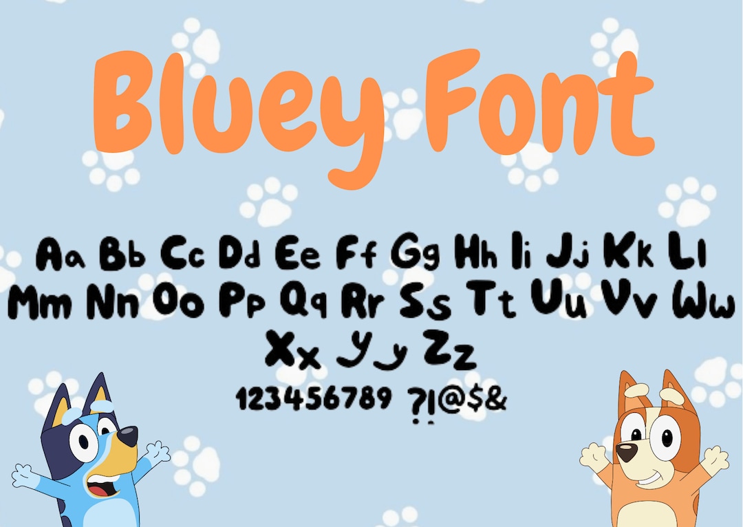 Bluey Font, Bluey Font Digital Download, Full Alphabet, Numbers ...