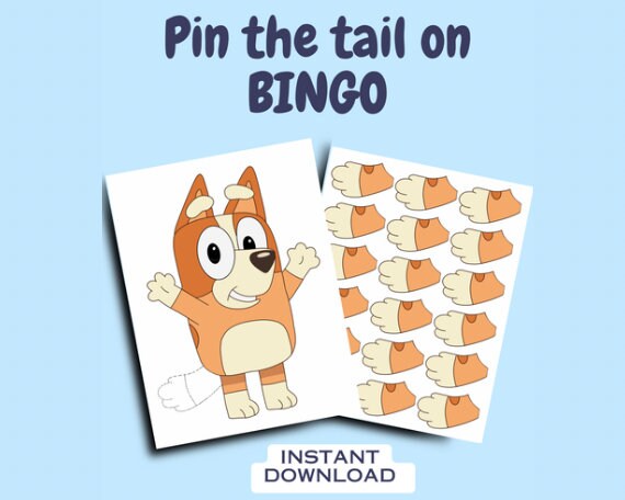 Pin the Tail on BINGO Party Game Poster, Bluey Family and Friends ...