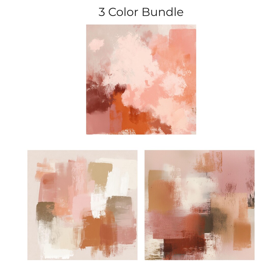 3 Color Bundle Wall Art – Terracotta Blush Warm Sand – Modern Abstract ...