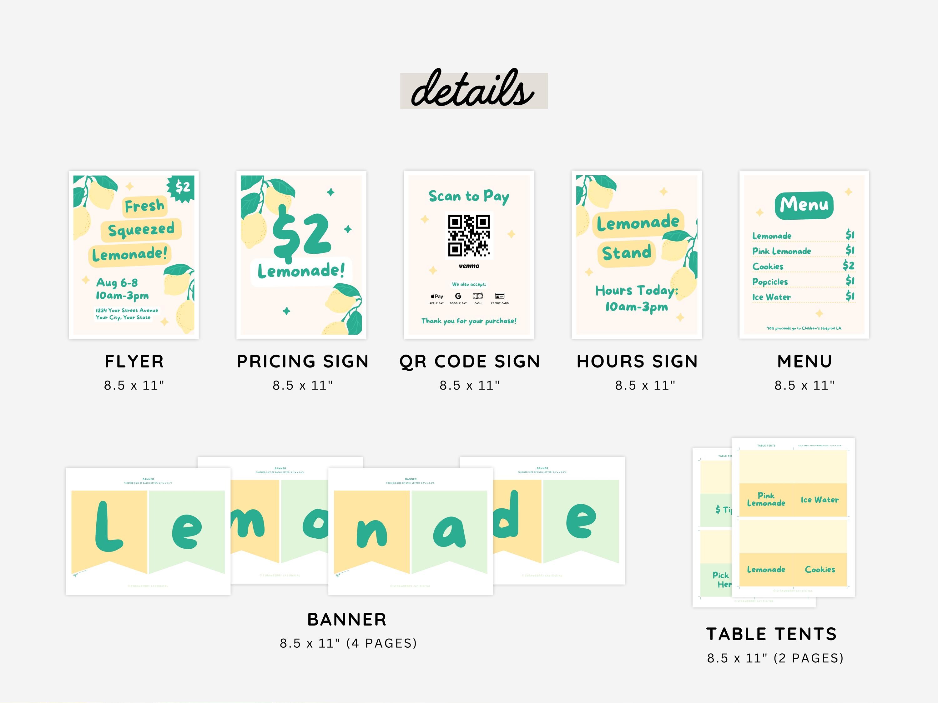 Editable Lemonade Stand Signage Templates | Lemonade Stand Poster ...