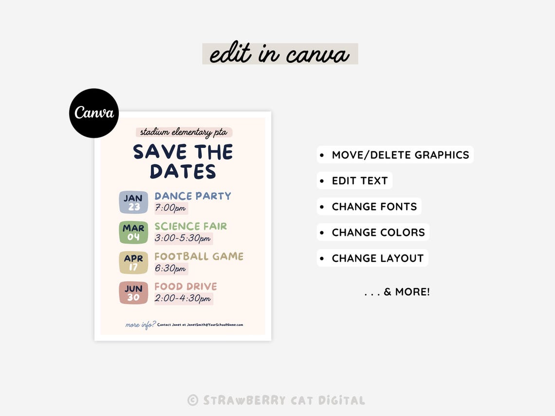 Editable Save the Dates Canva Template Natural Tones | Upcoming Events ...