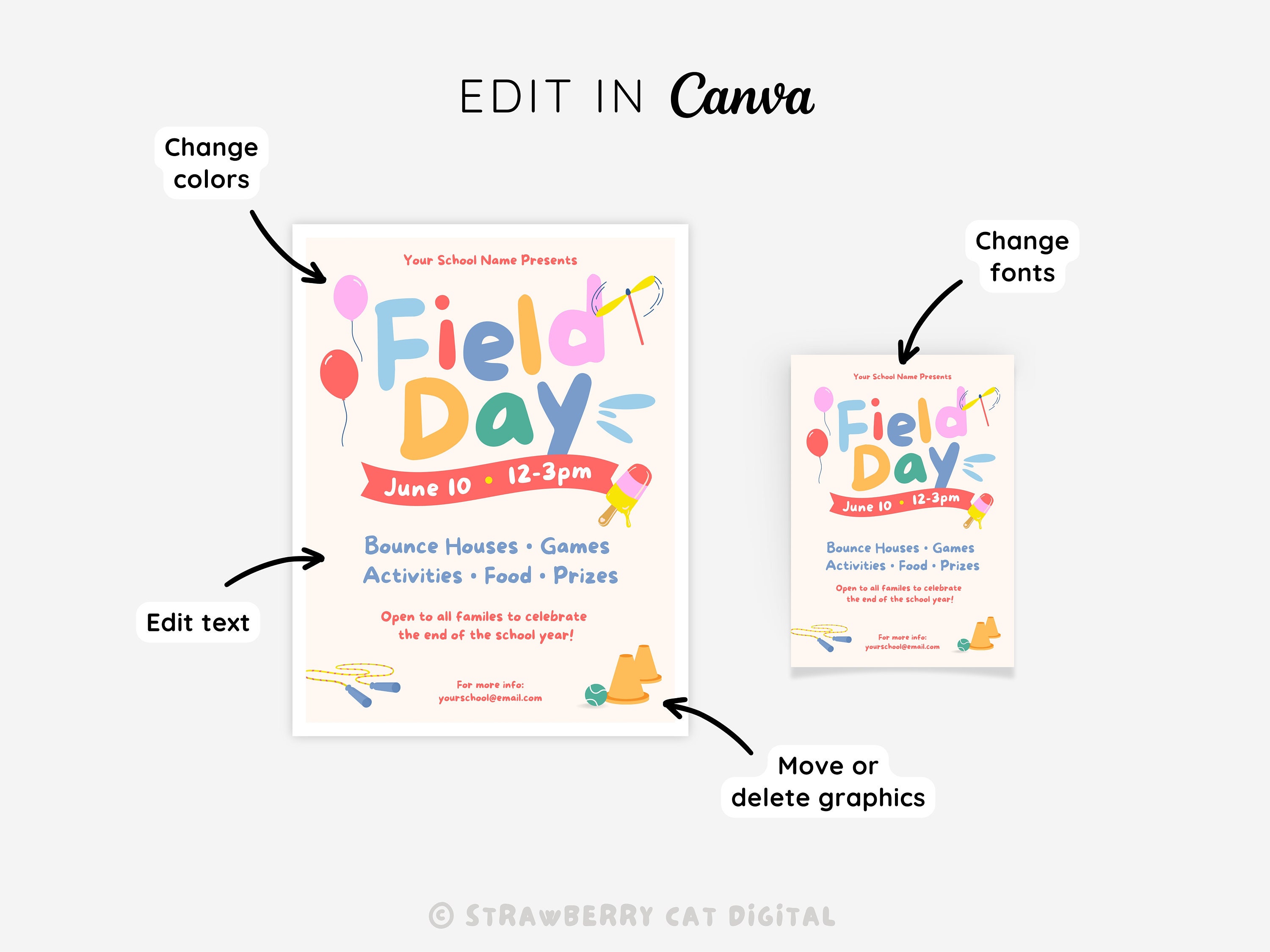 Editable Field Day Flyer Canva Template Editable Carnival Family Fun ...