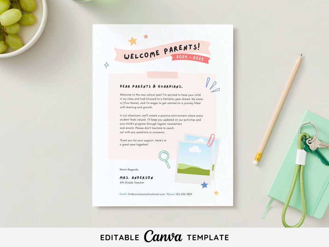 Editable Welcome Back Letter Canva Template | Teacher Introduction ...