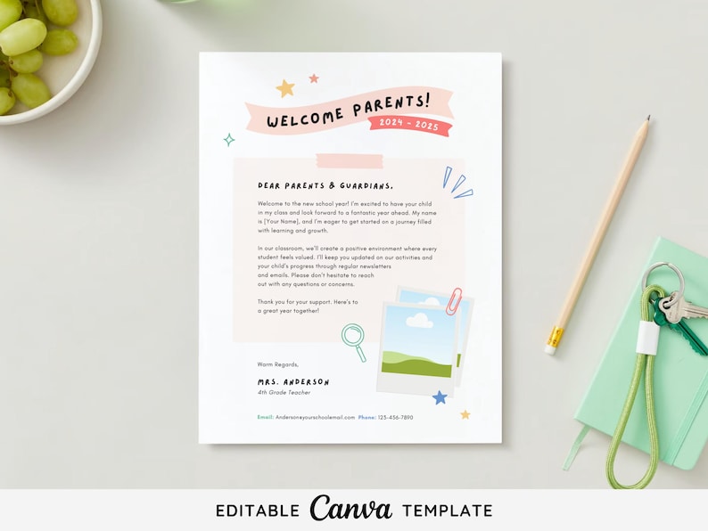 Editable Welcome Back Letter Canva Template | Teacher Introduction ...