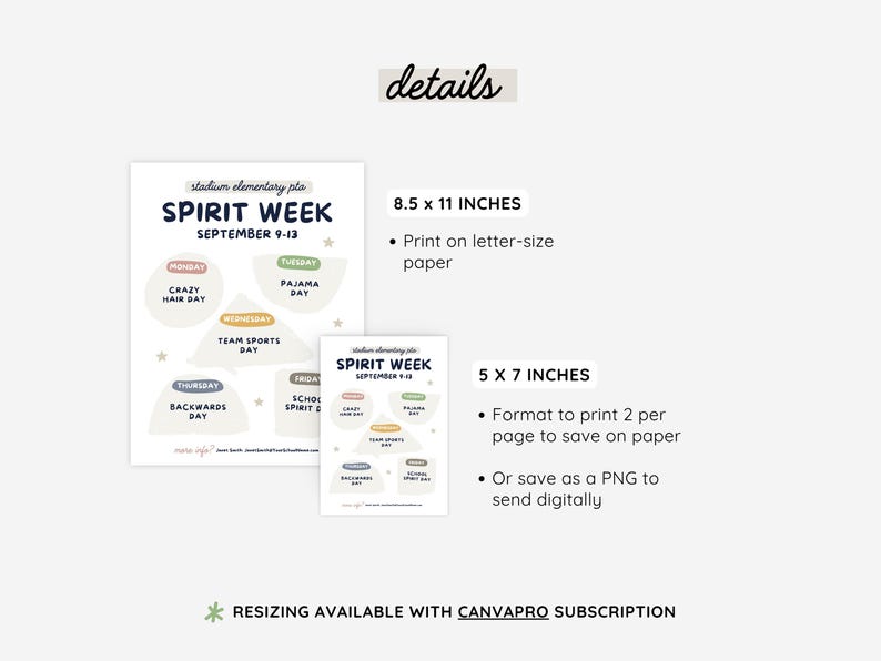 Editable Spirit Week Canva Template Natural Tones | Back to School ...