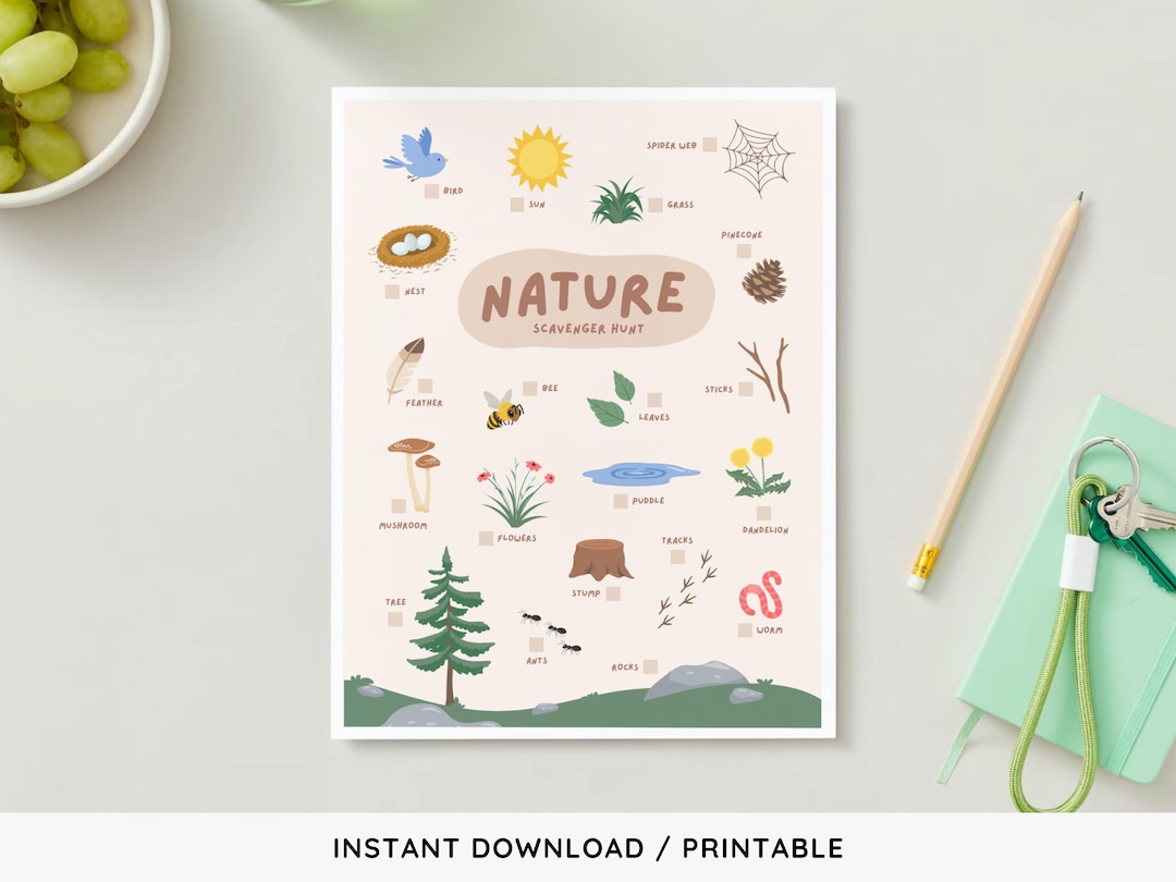 Nature Scavenger Hunt for Kids Printable | Outdoor Summer Activity for ...