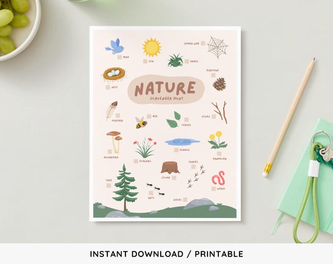 Nature Scavenger Hunt for Kids Printable | Outdoor Summer Activity for ...