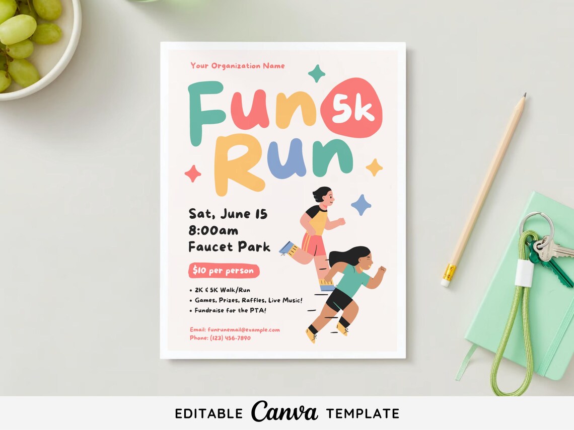 Editable Fun Run Flyer Template | 5k Event Flyer | Printable 5k Event ...