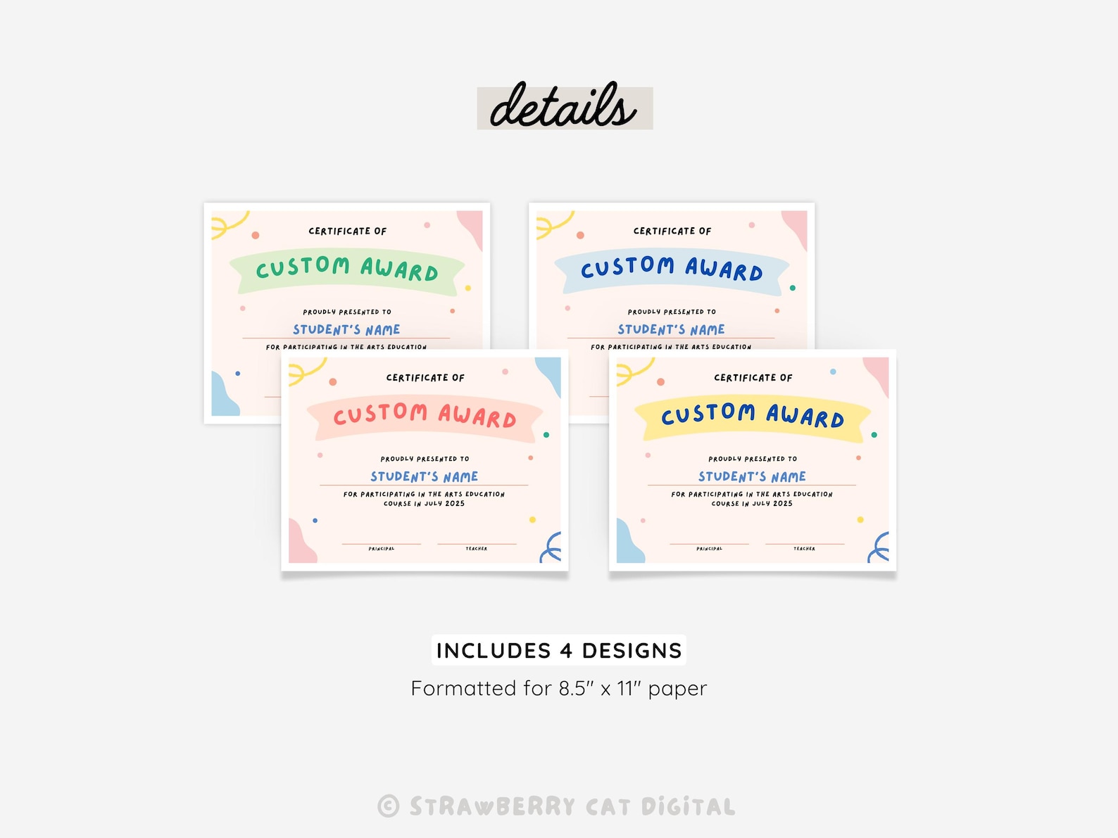Custom Award Certificate Canva Template Bundle | Editable Digital ...