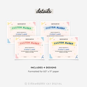 Custom Award Certificate Canva Template Bundle | Editable Digital ...