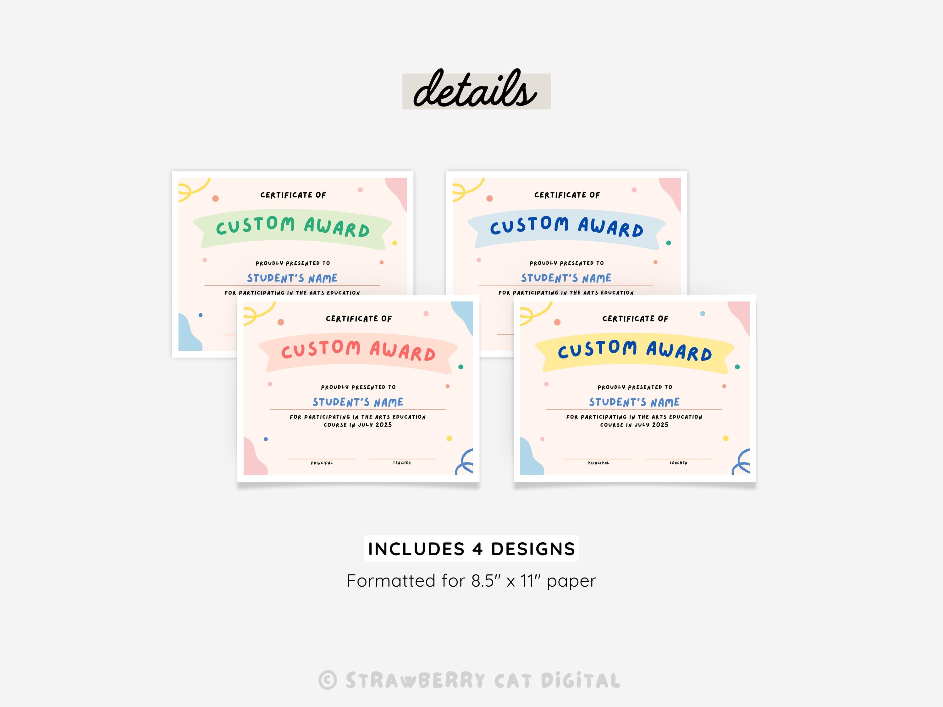 Custom Award Certificate Canva Template Bundle | Editable Digital ...