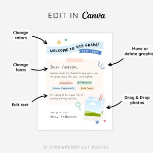 Editable Welcome Back Letter to Students Canva Template Teacher ...