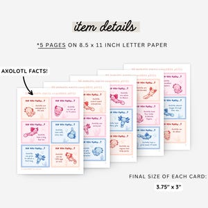 Axolotl Facts Lunchbox Notes | Printable Lunch Notes for Kids | Animal ...