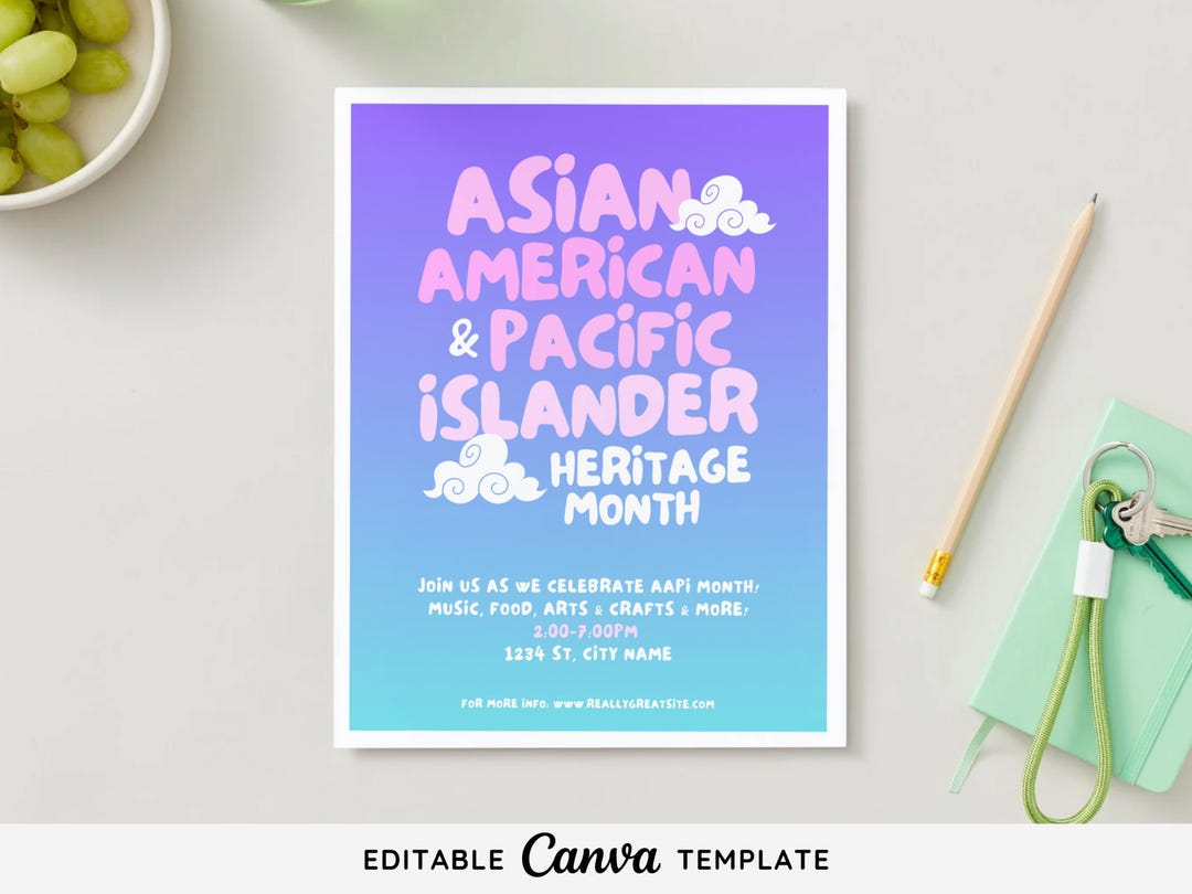 Editable AAPI Heritage Month Poster Template | AANHPI Flyer Template ...