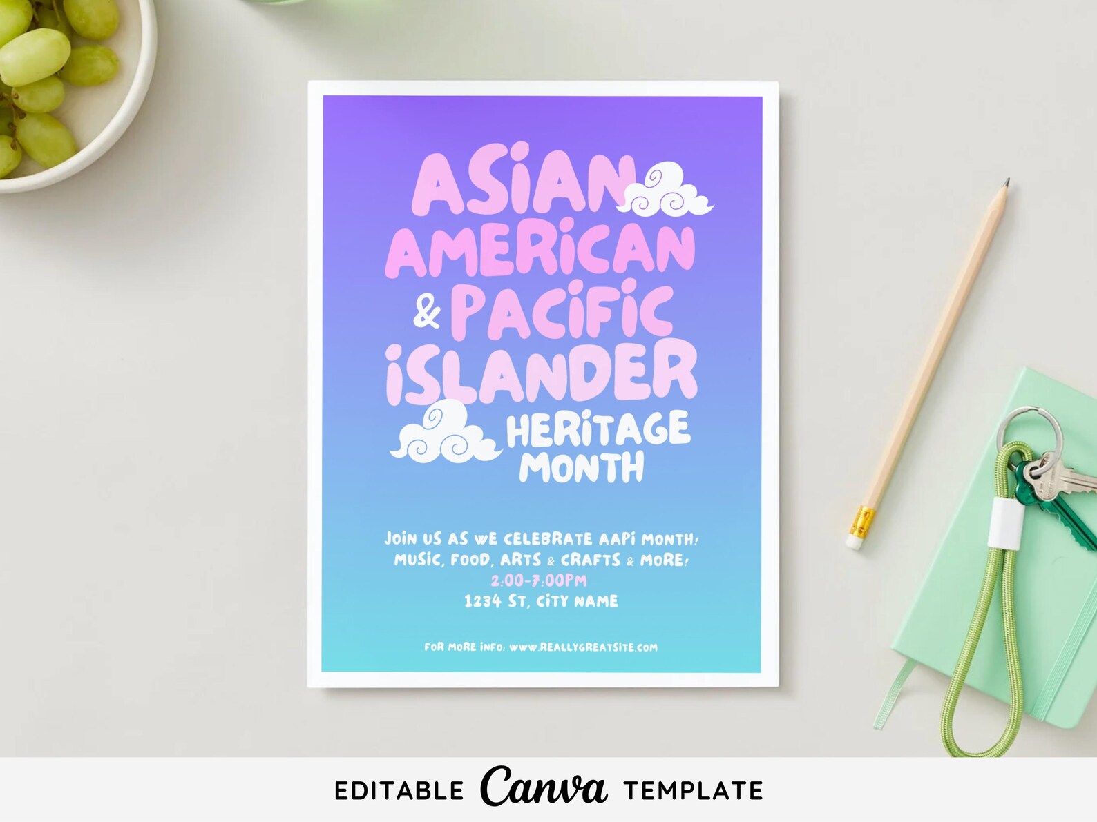 Editable AAPI Heritage Month Poster Template | AANHPI Flyer Template ...