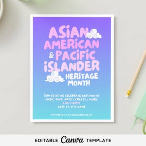Editable AAPI Heritage Month Poster Template | AANHPI Flyer Template ...