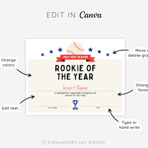 Editable Baseball Certificate | End of Season Award | T-ball Softball ...