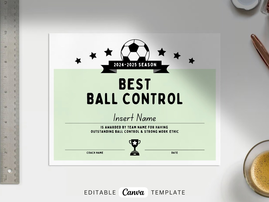 Editable Soccer Certificate | End of Season Award | Canva Template ...