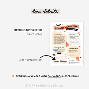 Editable October Newsletter Canva Template | Fall Newsletter Monthly ...