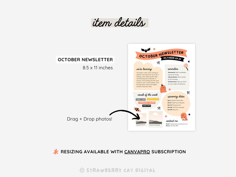 Editable October Newsletter Canva Template | Fall Newsletter Monthly ...