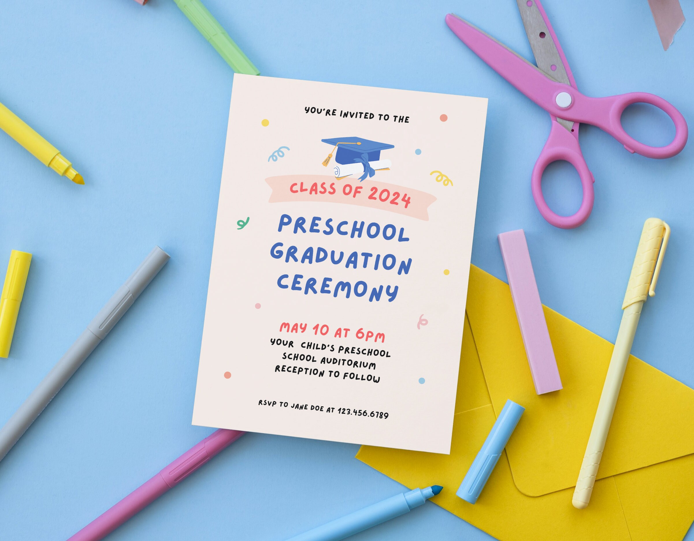Editable Pre-k Graduation Bundle Diploma Program Text Invitation ...