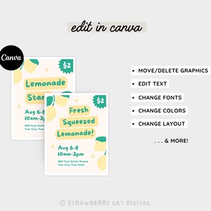 Editable Lemonade Stand Signage Template | Lemonade Stand Poster ...