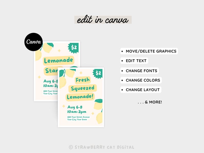 Editable Lemonade Stand Signage Template | Lemonade Stand Poster ...