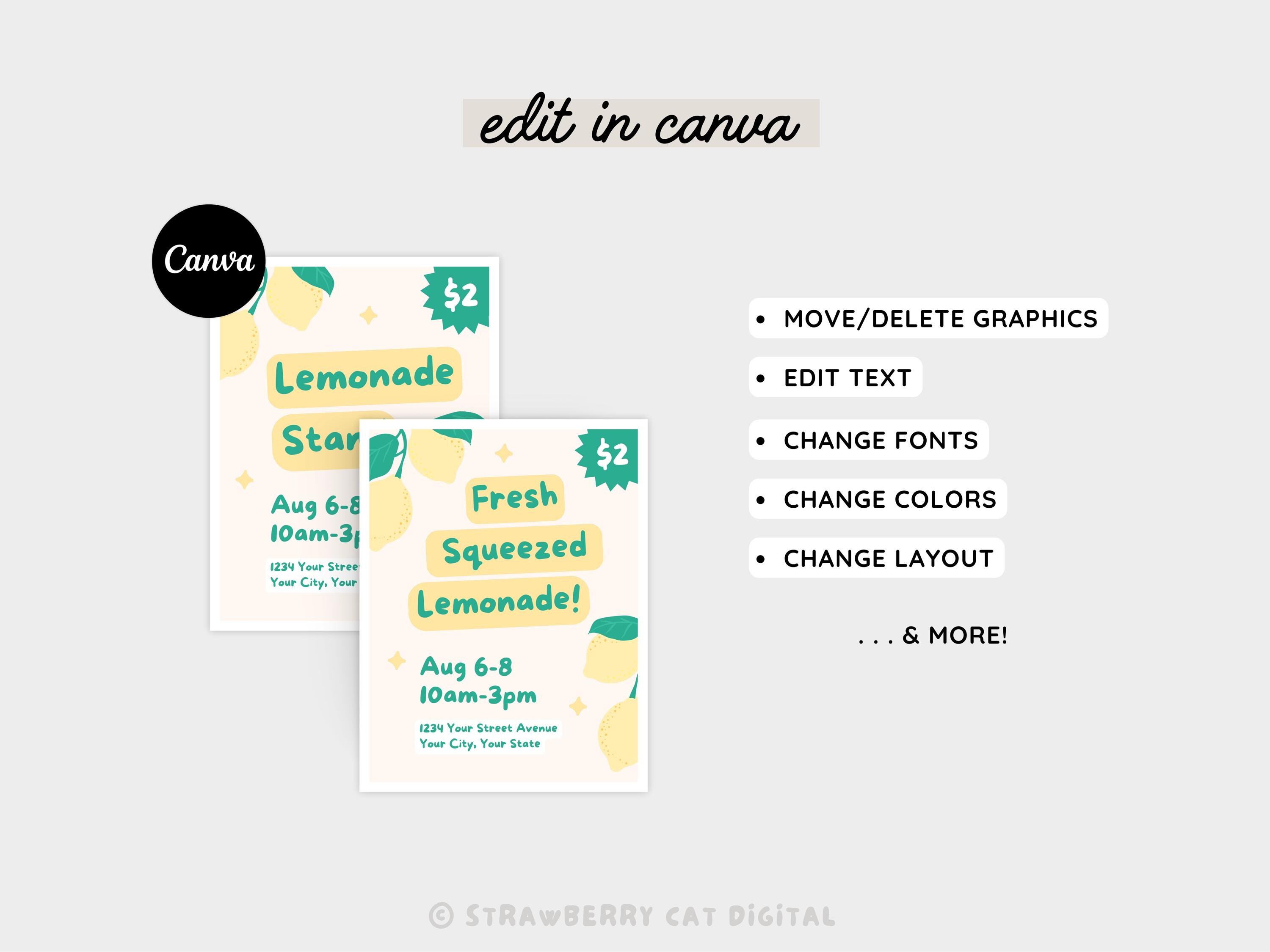 Editable Lemonade Stand Signage Template | Lemonade Stand Poster ...