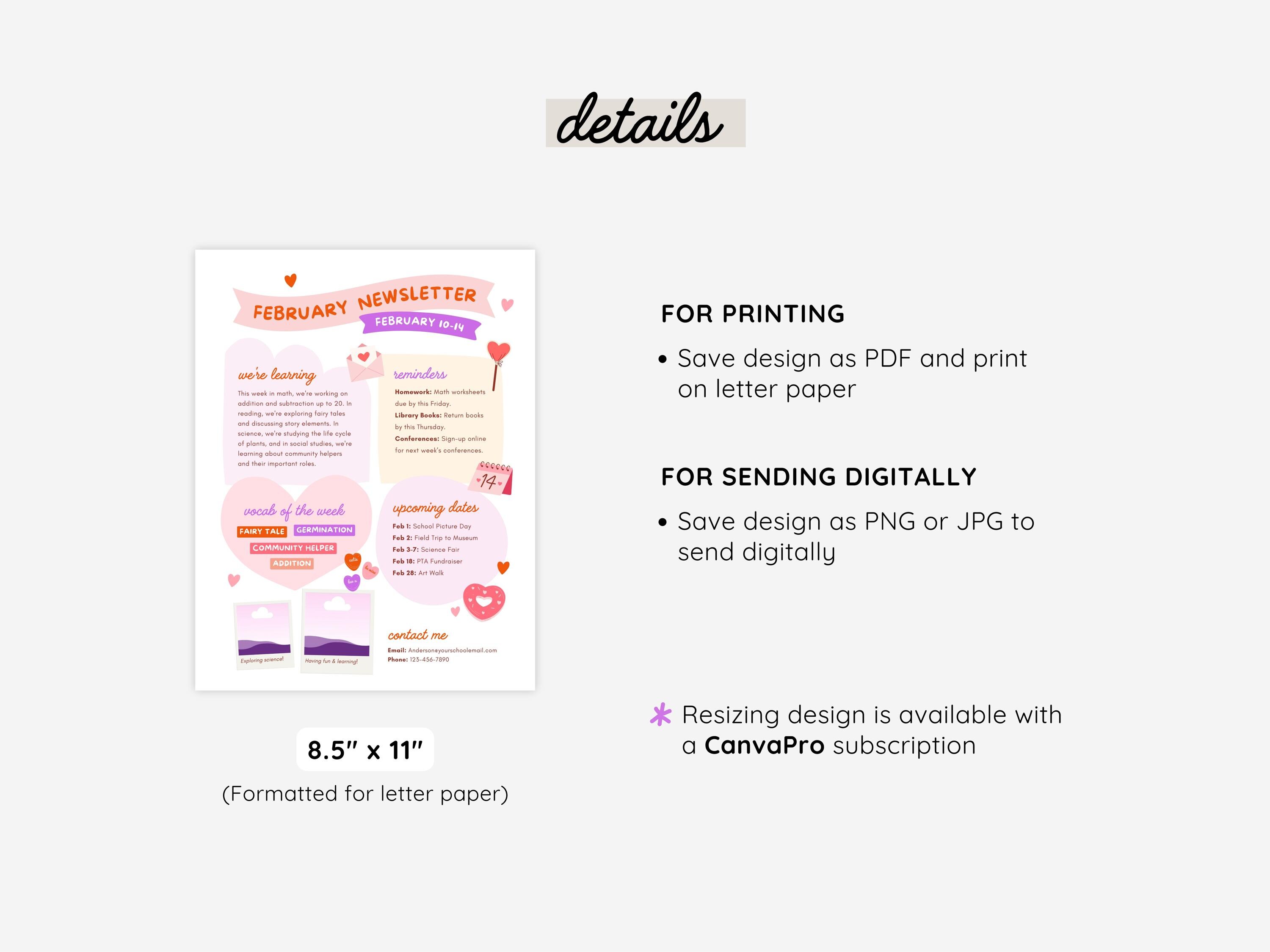 Editable February Newsletter Template | Valentines Day Newsletter ...